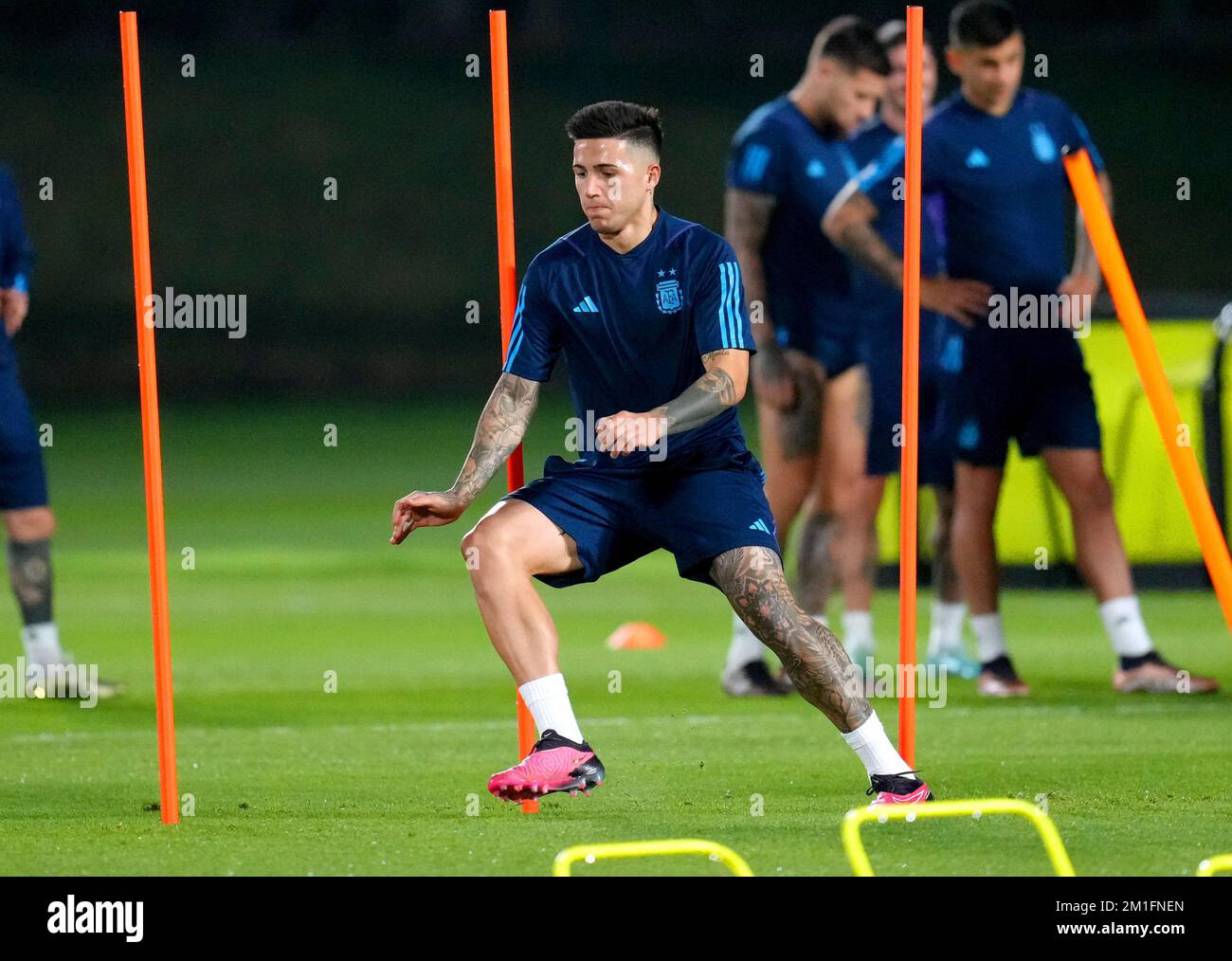 Argentina's Enzo Fernandez during a training session at Qatar ...