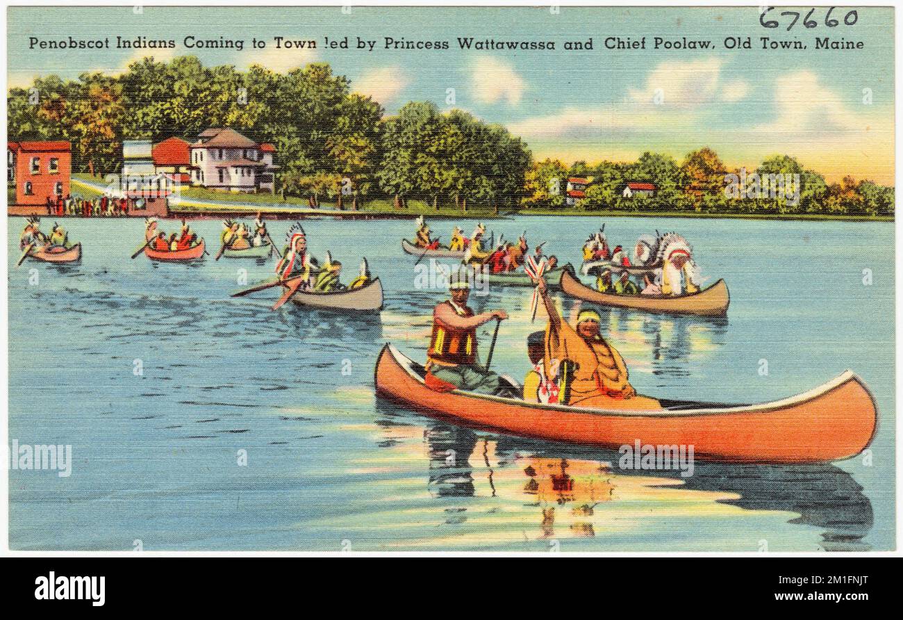 Penobscot Indians coming to town led by Princess Wattawassa and Chief ...