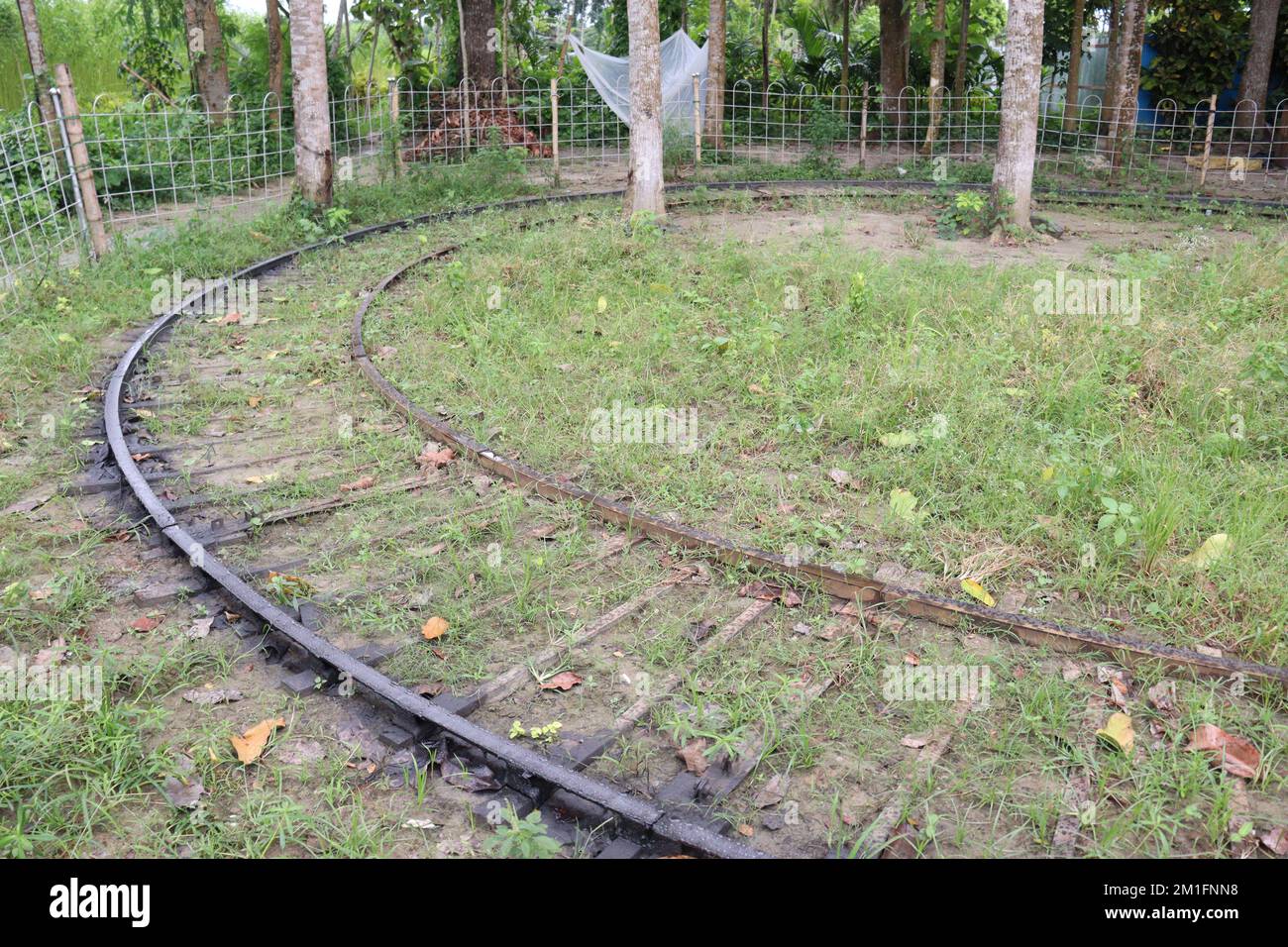 Narrow gauge railway on ground for rail Stock Photo - Alamy
