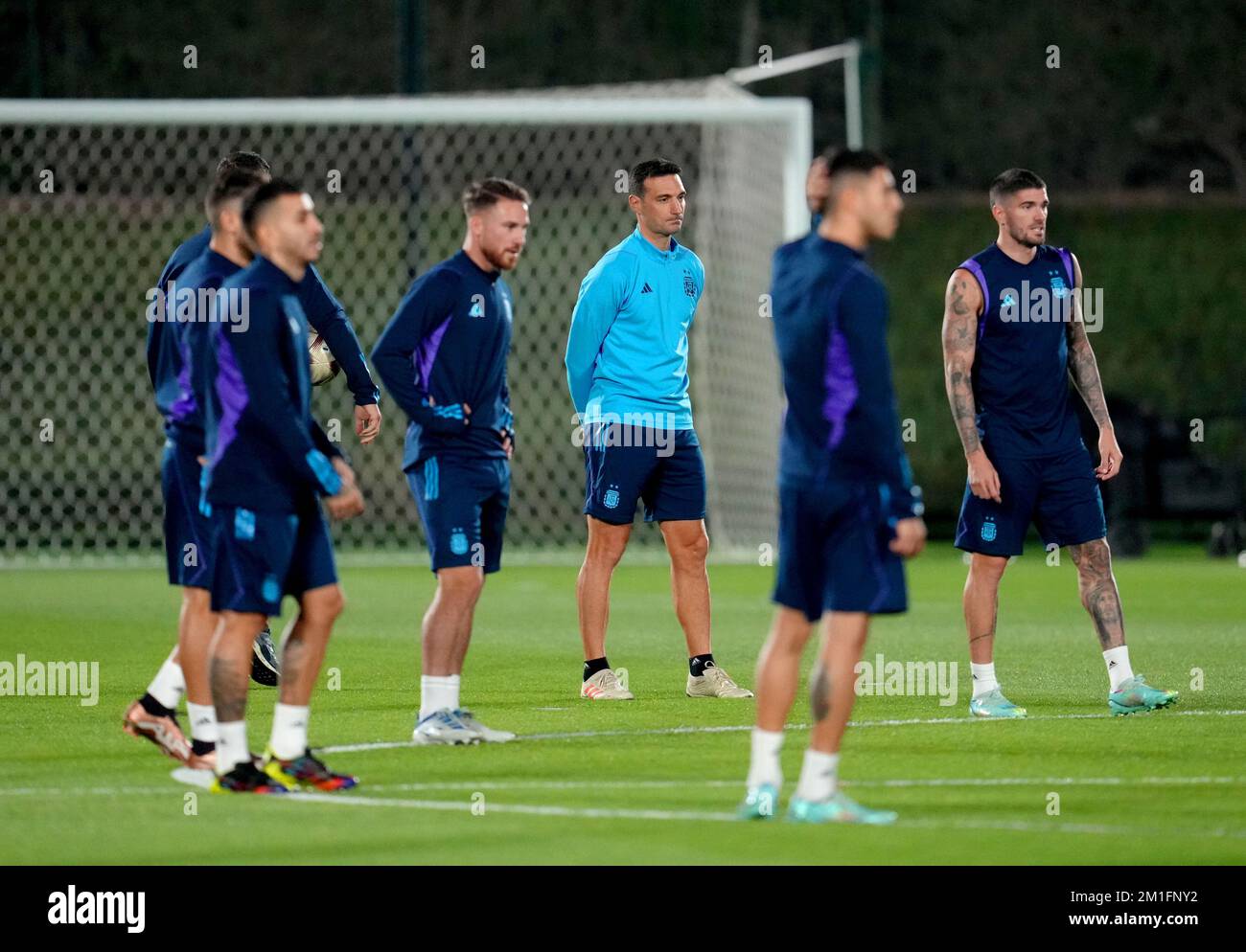Argentina manager Lionel Scaloni (centre) during a training session at ...