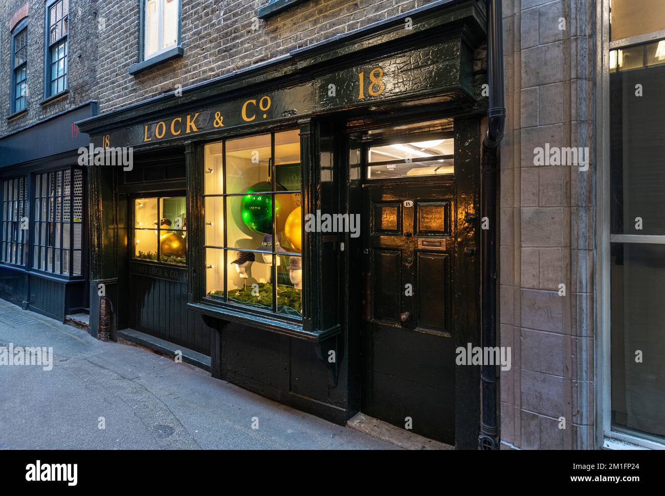 The rear of Lock and Co in Crown Passage St James, the oldest shop in ...