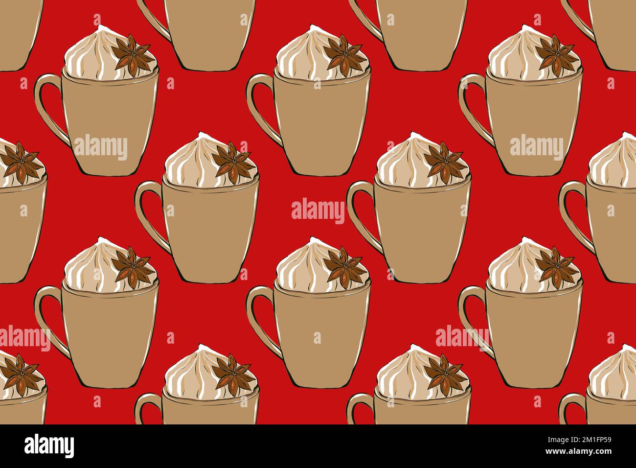Hot drink seamles pattern. Coffee shop collection. Cups of coffee with ...