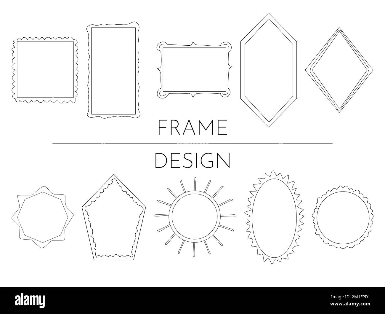 Sun Borders And Frames Boho Frames In Trendy Linear Style. Bohemian