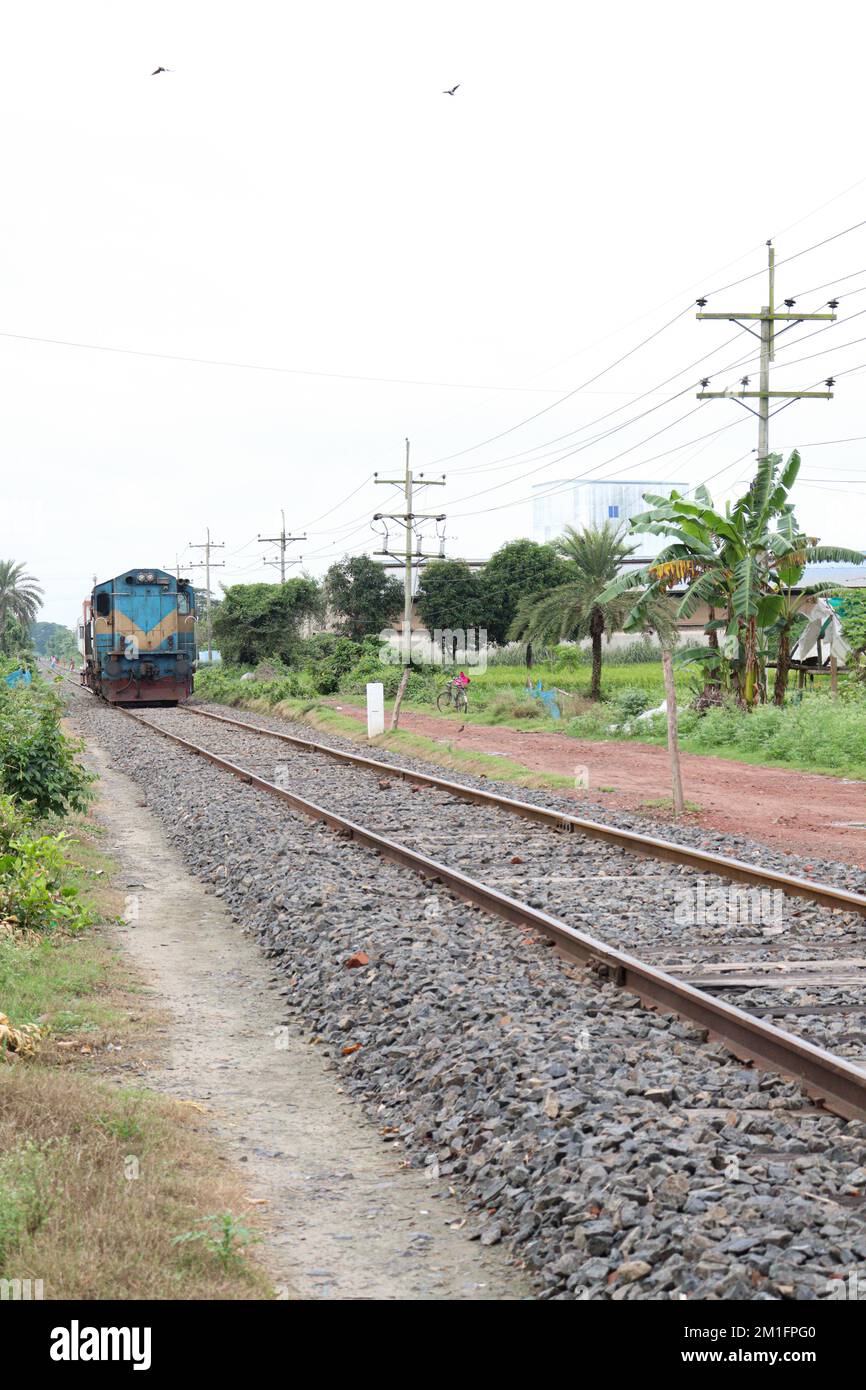 Narrow gauge railway on ground for rail Stock Photo - Alamy