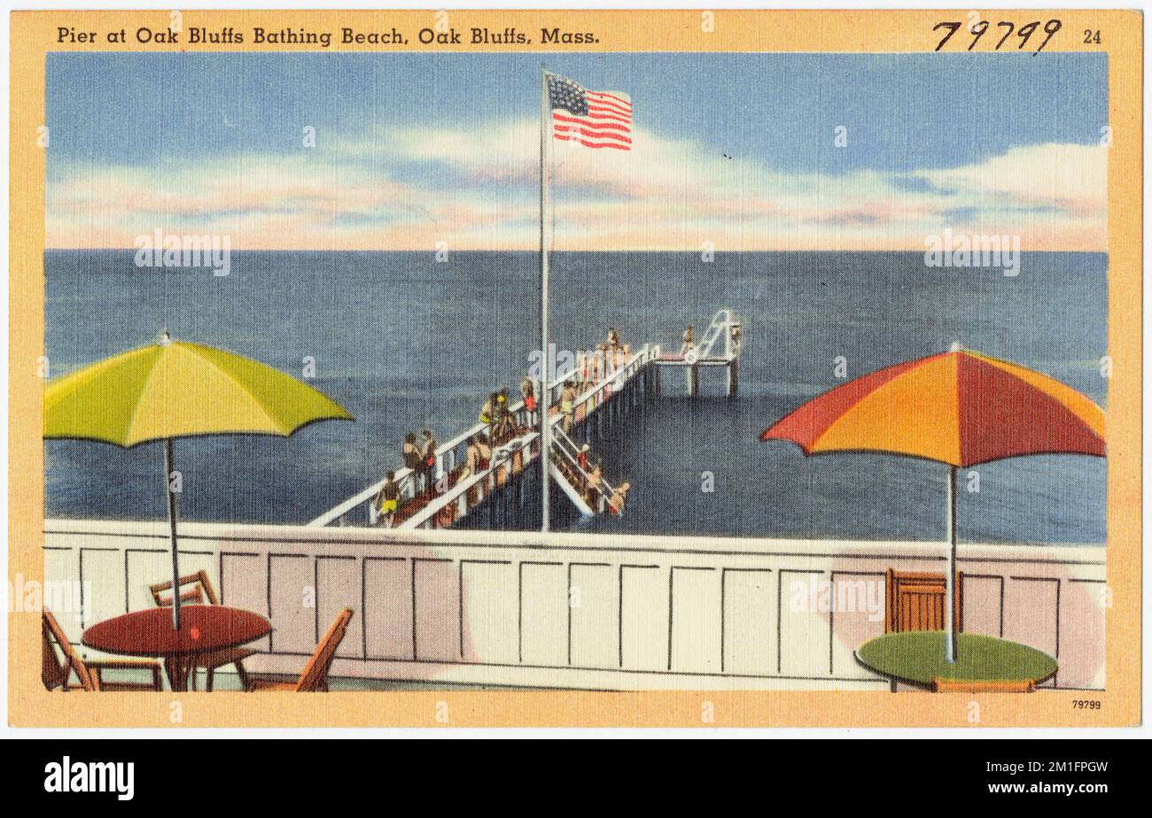Pier at Oak Bluffs Bathing Beach, Oak Bluffs, Mass. , Piers & wharves ...