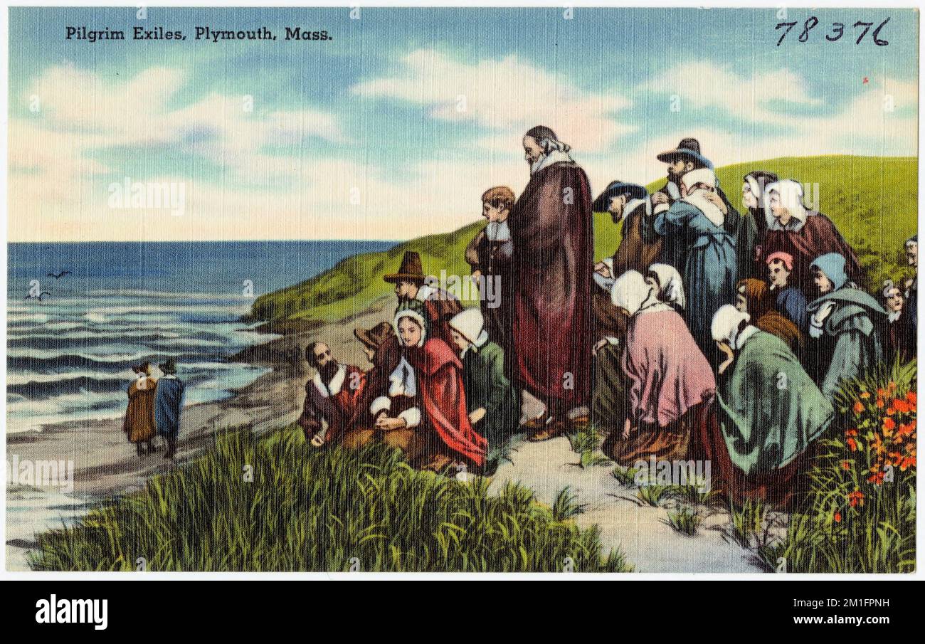 Pilgrim exiles, Plymouth, Mass. , Pilgrims, Tichnor Brothers Collection ...