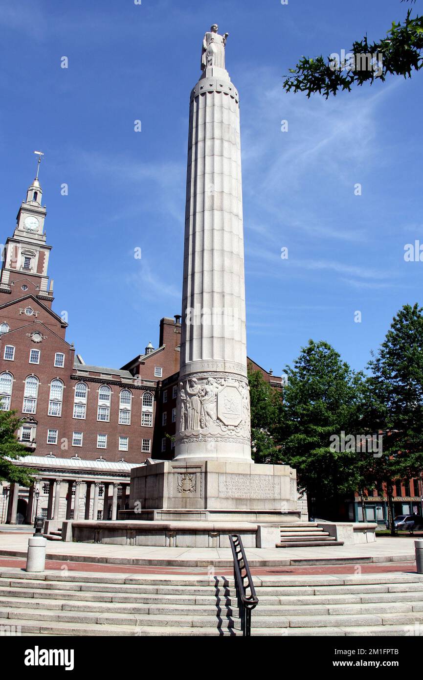 World War I Monument, dedicated in 1929, in the Memorial Square ...