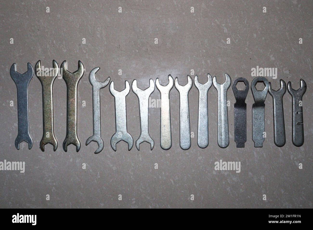 iron made double end spanner Set on shop for sell Stock Photo - Alamy