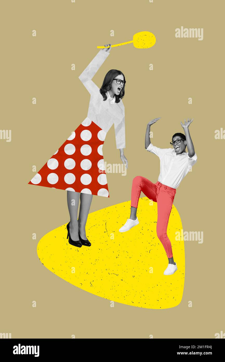 Creative abstract collage template graphics image of angry lady ...