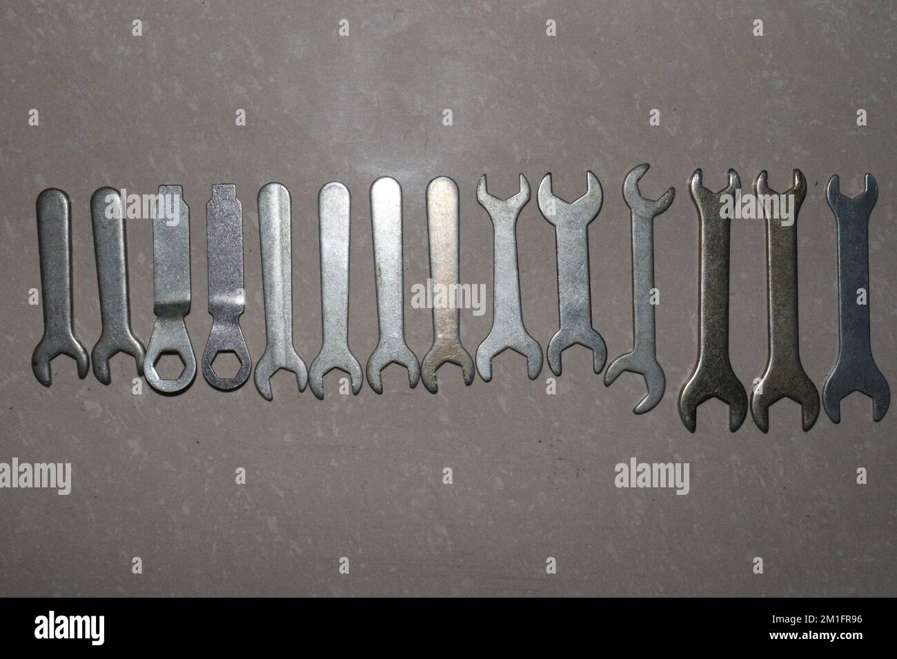 iron made double end spanner Set on shop for sell Stock Photo - Alamy
