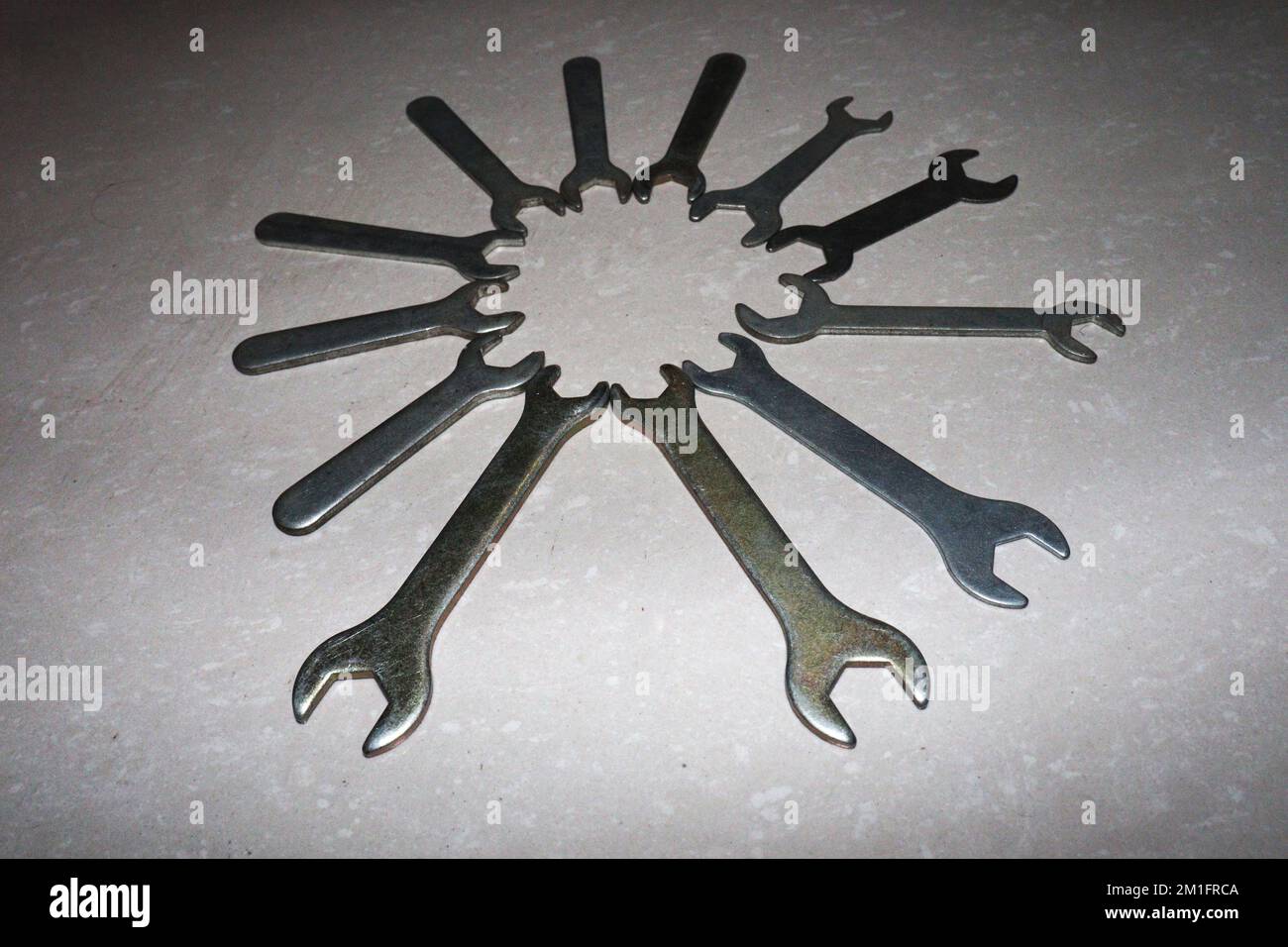 iron made double end spanner Set on shop for sell Stock Photo - Alamy