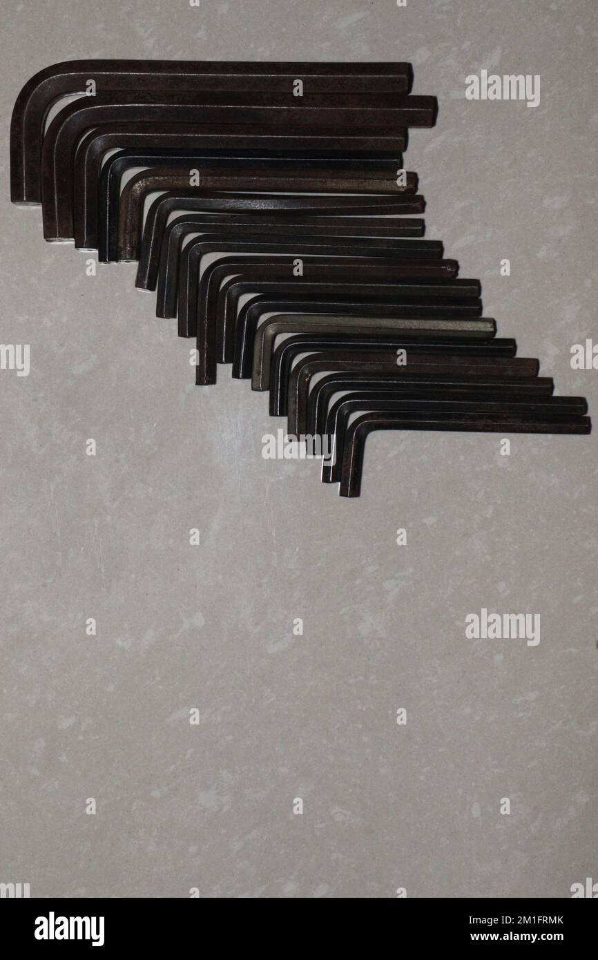 iron made allen hex keys stock on shop for sell Stock Photo - Alamy