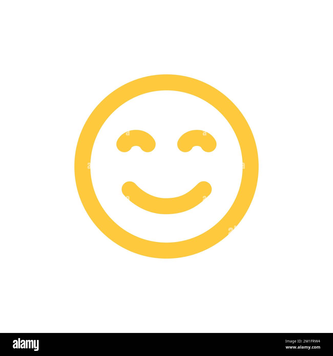 Smile icon, happy face, smiling emoji, yellow sticker. Vector flat ...