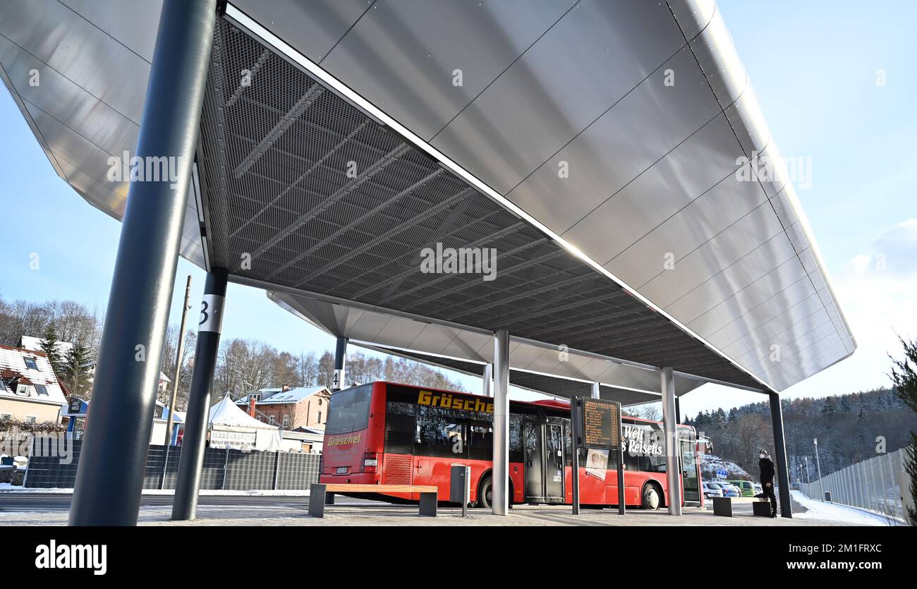Zella Mehlis, Germany. 12th Dec, 2022. A bus stands at the bus station ...