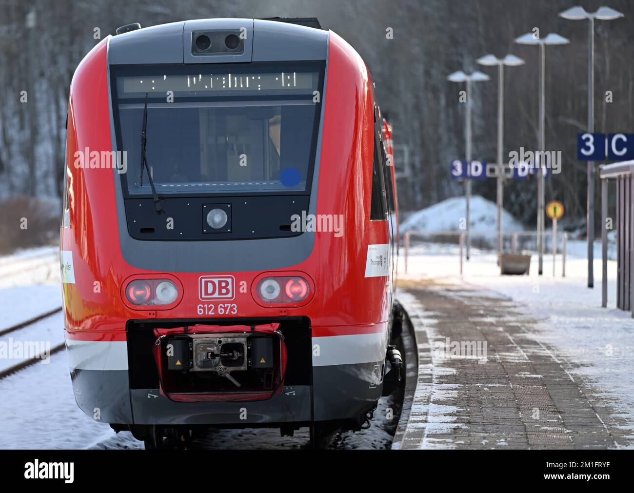 Zella Mehlis, Germany. 12th Dec, 2022. A regional express train leaves ...