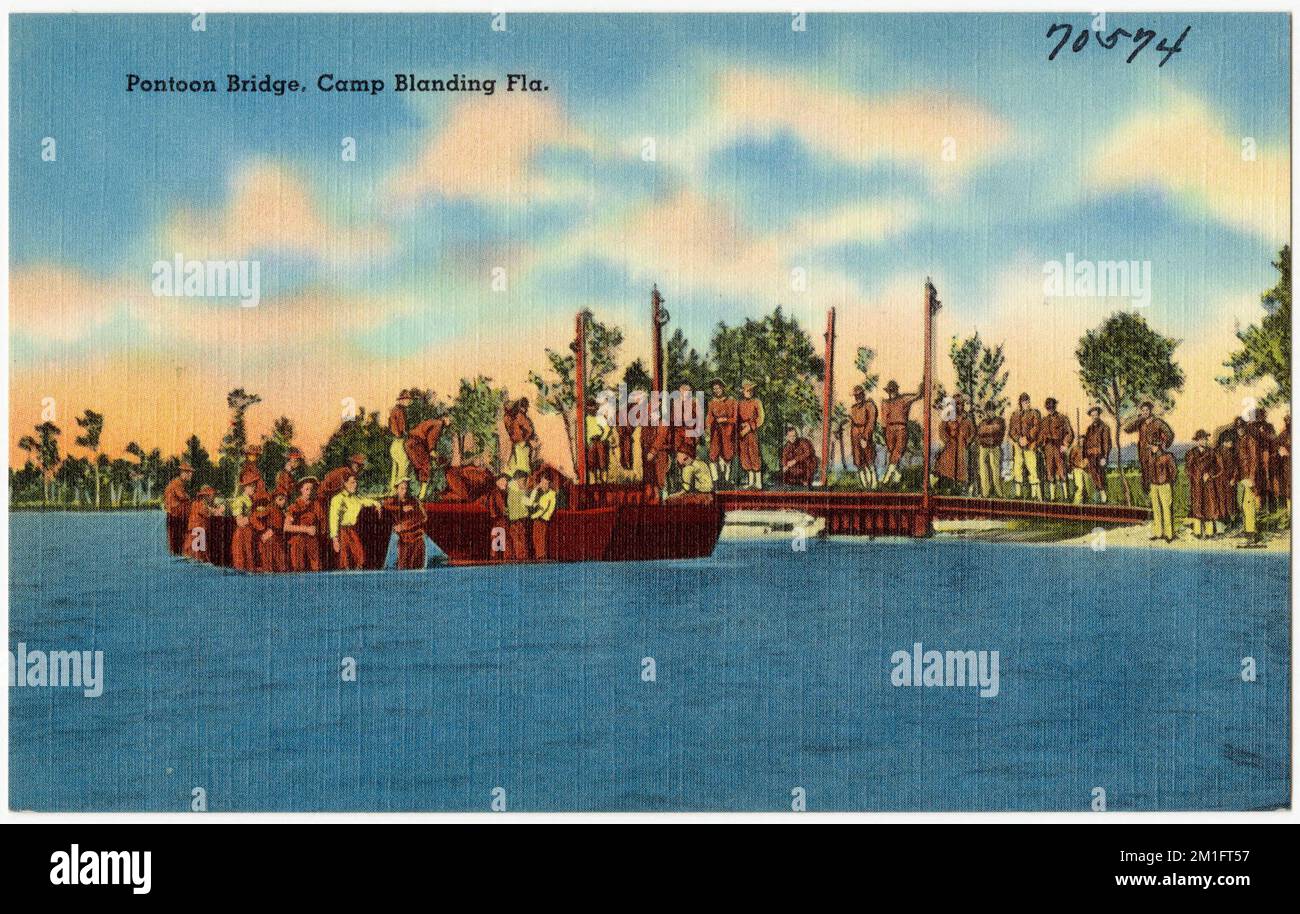 Pontoon Bridge, Camp Blanding, Fla. , Military facilities, Tichnor ...