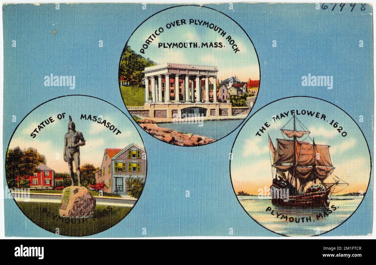 Portico over Plymouth Rock, Plymouth, Mass. Statue of Massasoit ...