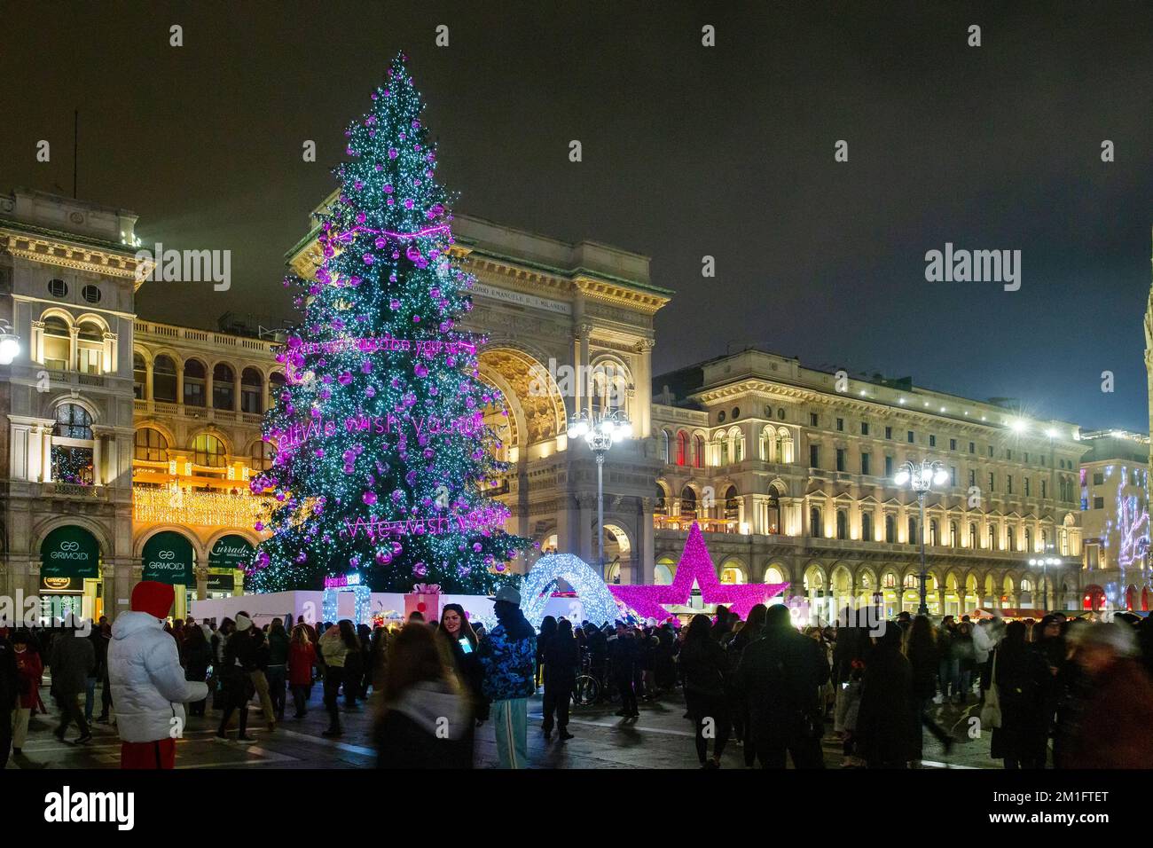 12-10-2022 Milan, Italy. Christmas tree in Milan ( Italy) on Dom Square ...
