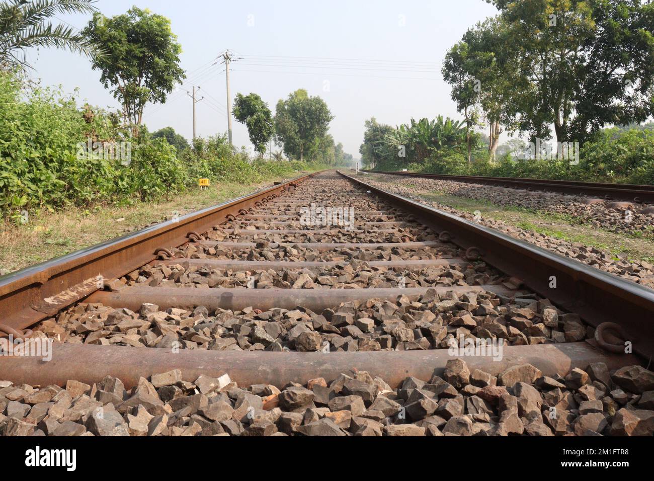Narrow gauge railway on ground for rail Stock Photo - Alamy