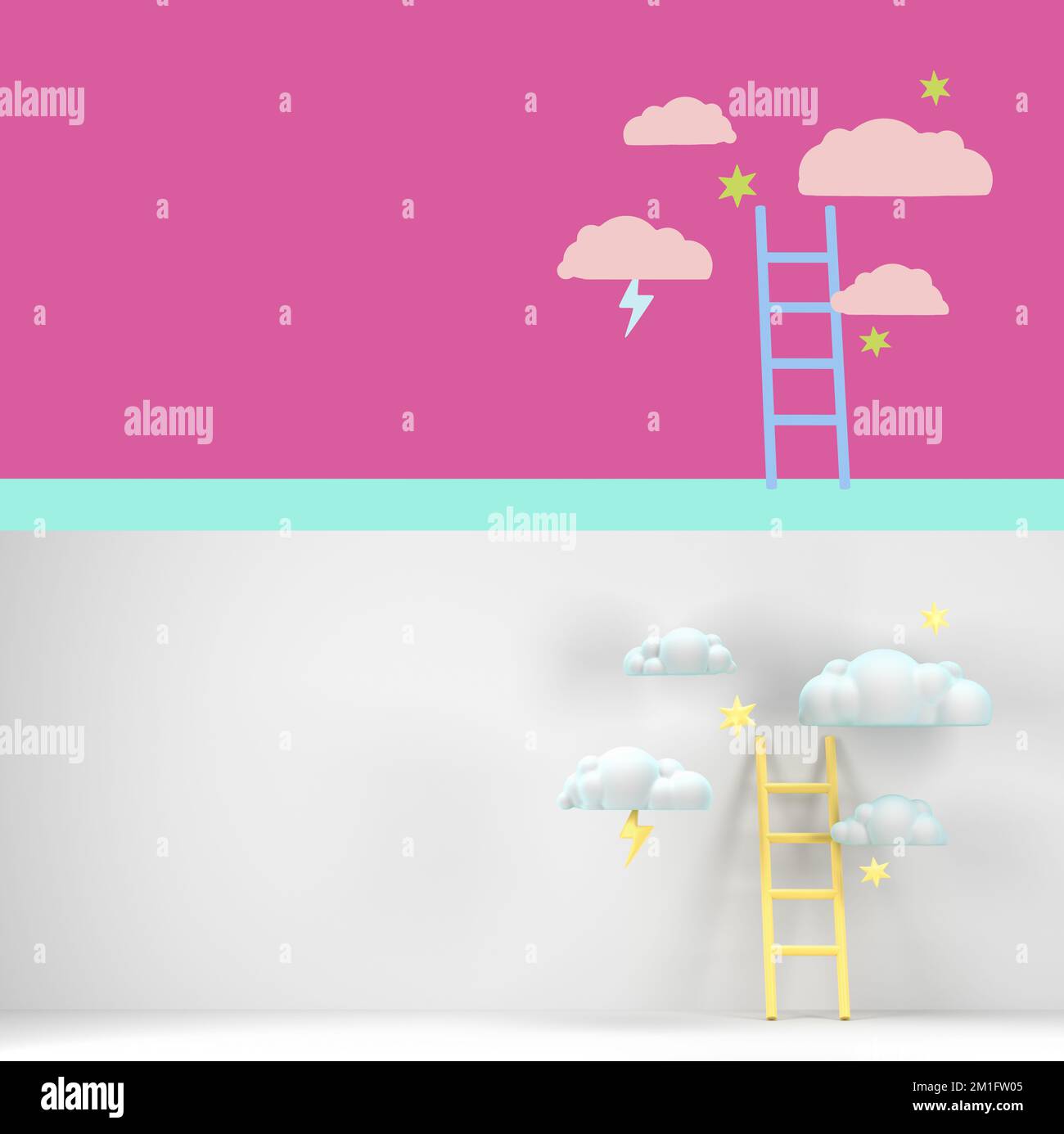 success concept ladder leading cloud minimalistic 3d image on grey with ...