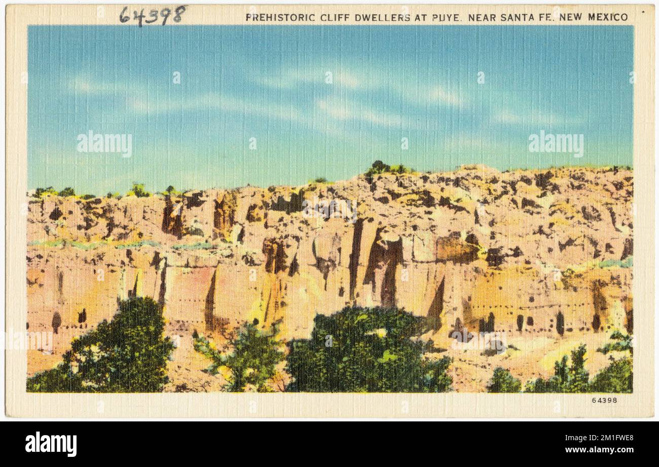 Prehistoric cliff dwellers at Puye, near Santa Fe, New Mexico ...
