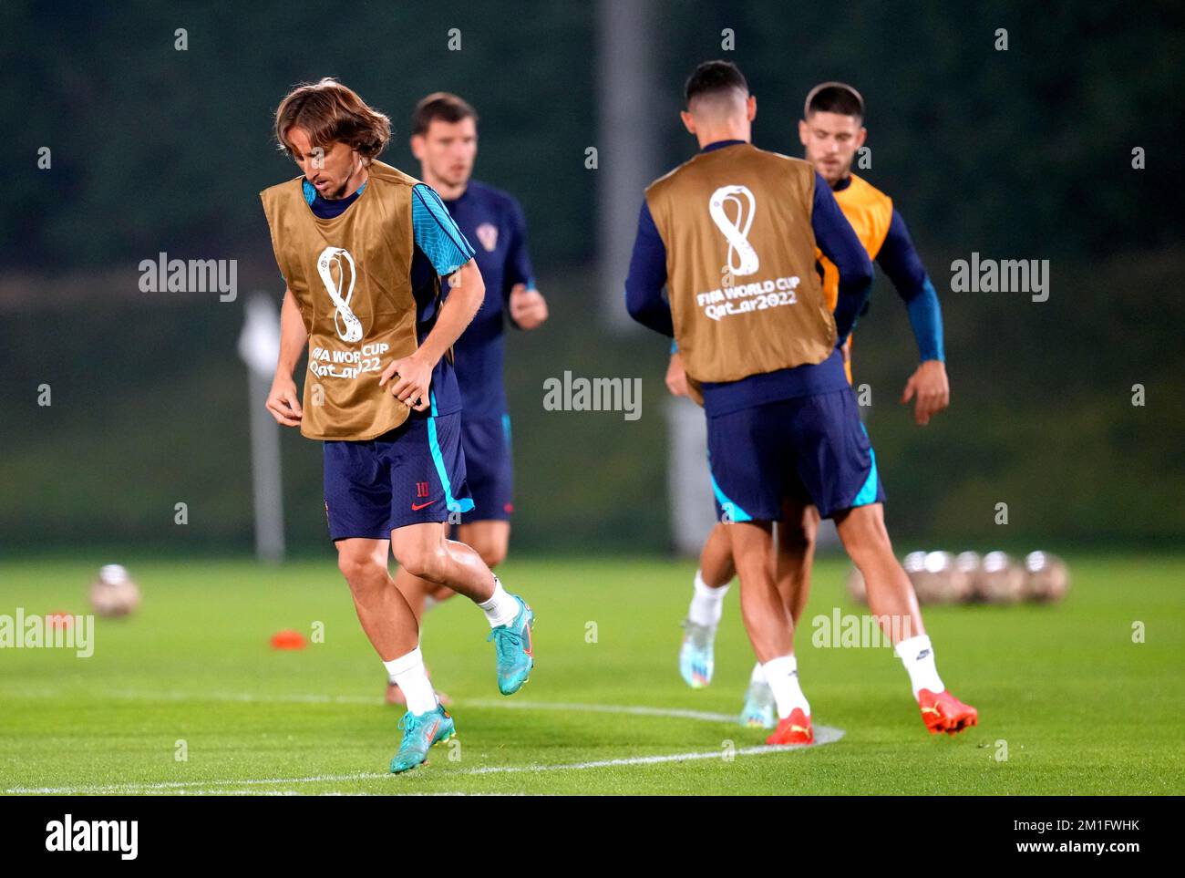 Croatia's Luka Modric (left) during a training session at Al Ersal ...