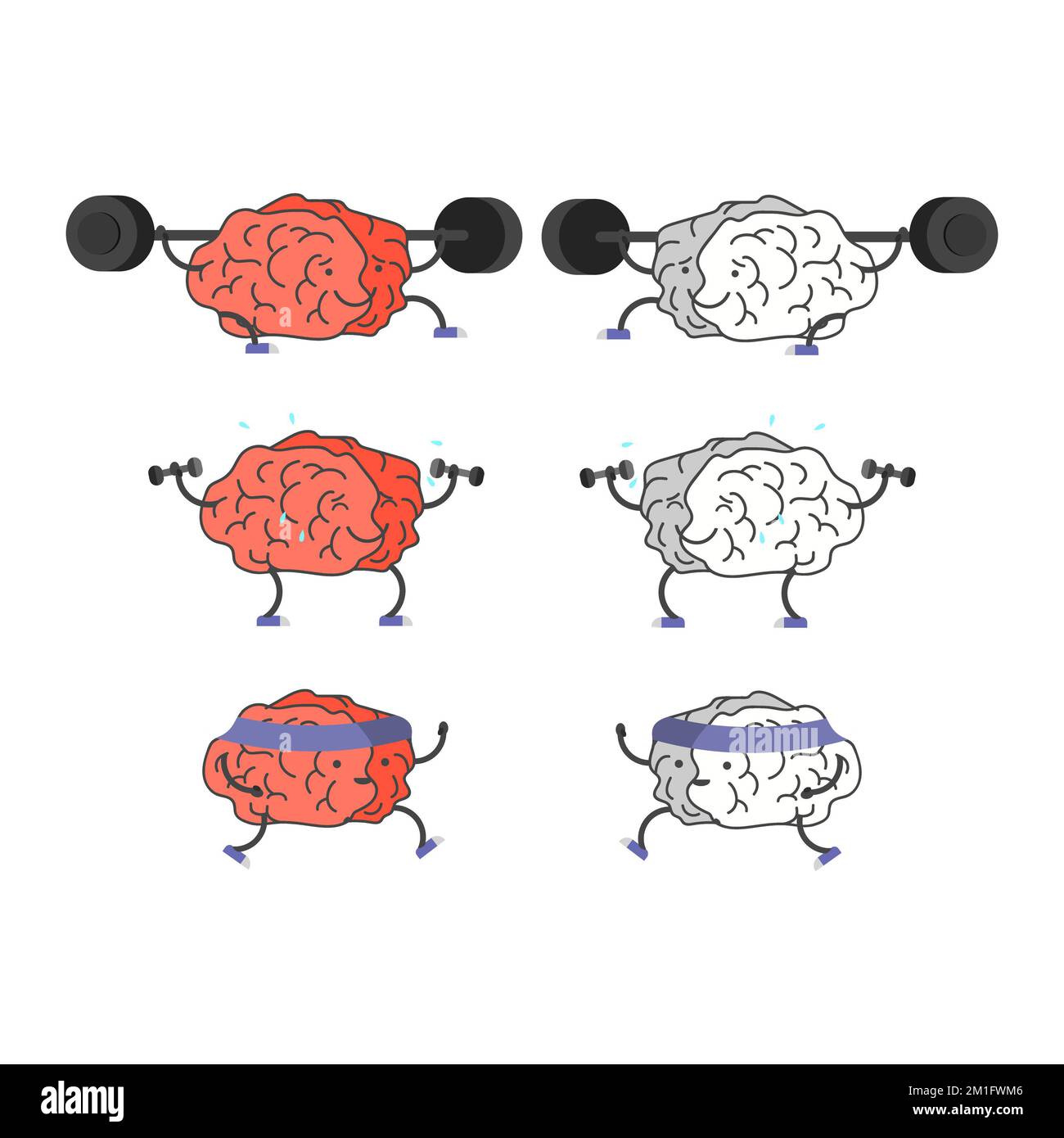 Set of train brains cartoon illustration in two colour Stock Photo - Alamy