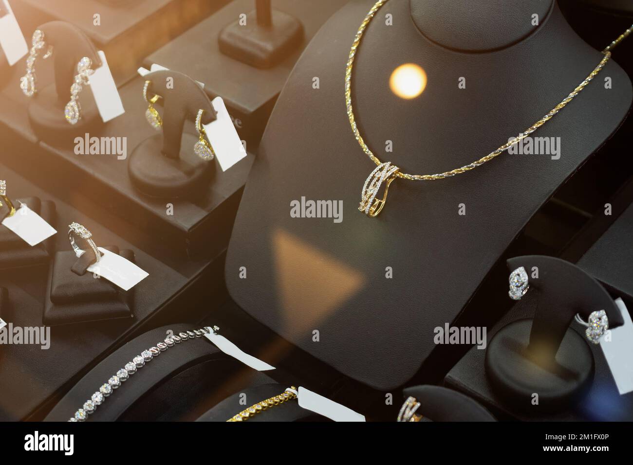 jewelry diamond gold shop with rings and necklaces luxury retail store ...
