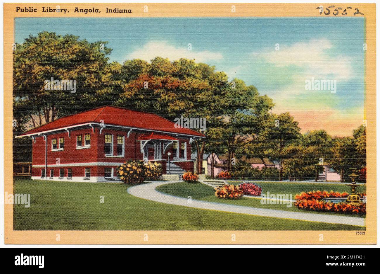 Public library, Angola, Indiana , Public libraries, Tichnor Brothers ...