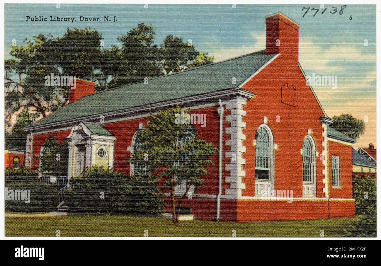 Public Library, Dover, N.J. , Public libraries, Tichnor Brothers ...