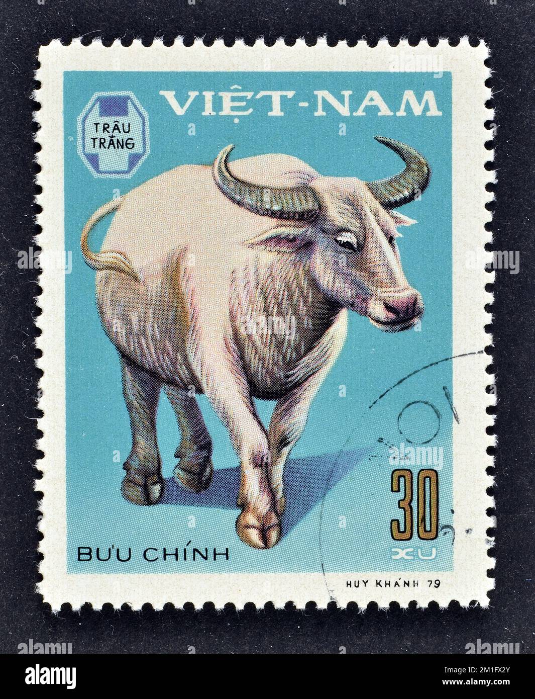 Cancelled postage stamp printed by Vietnam, that shows White ...