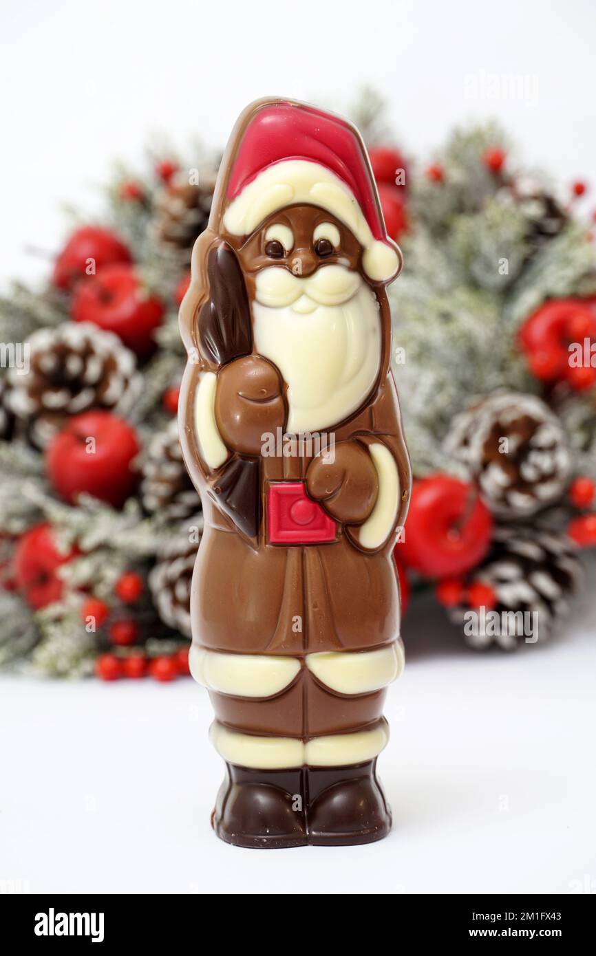 chocolate christmas figure, sweet chocolate santa claus on christmas ...