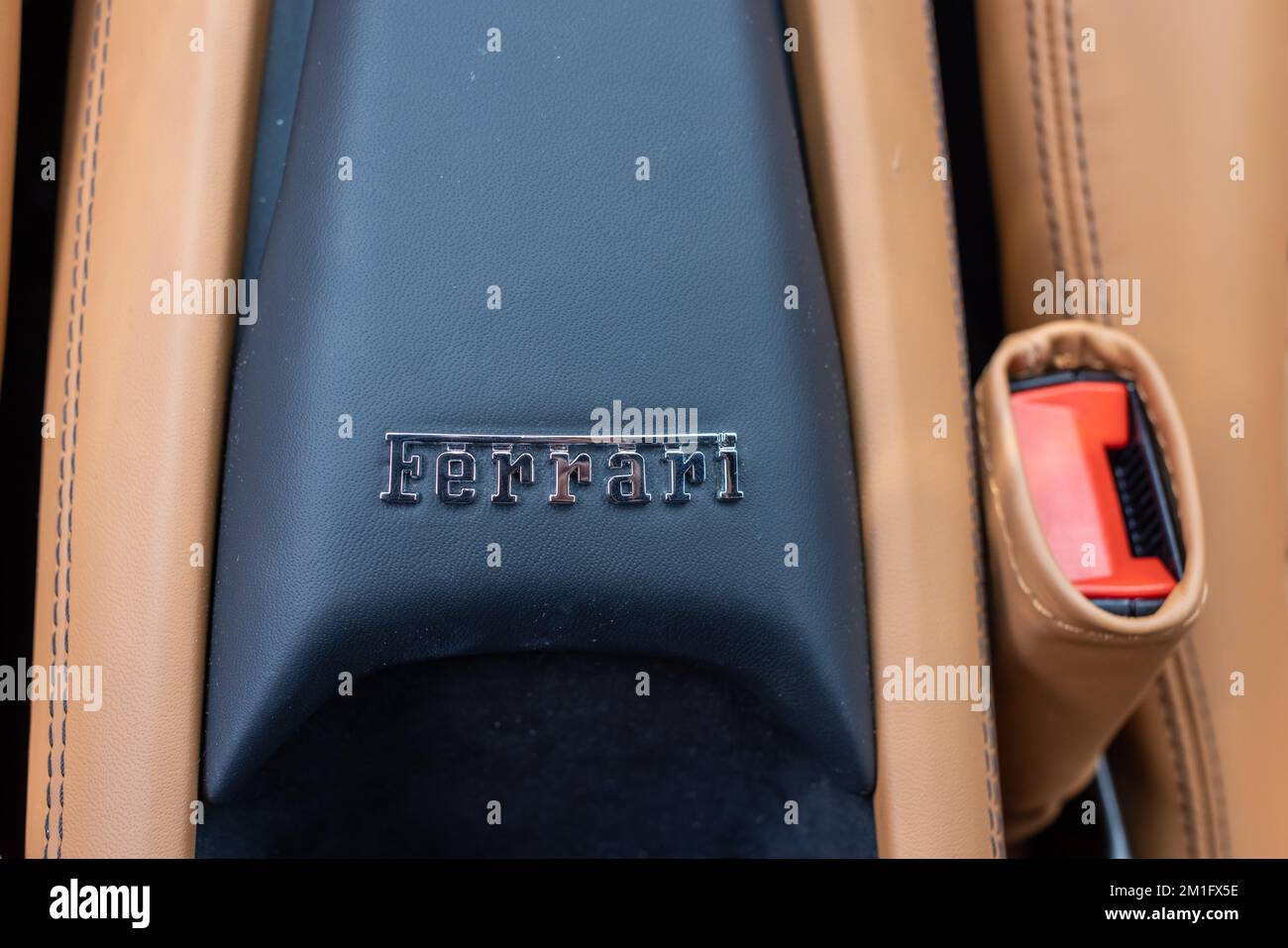 Slovenia, Ljubljana - 2 June 2022: Red Ferrari F8 Tributo Italian ...