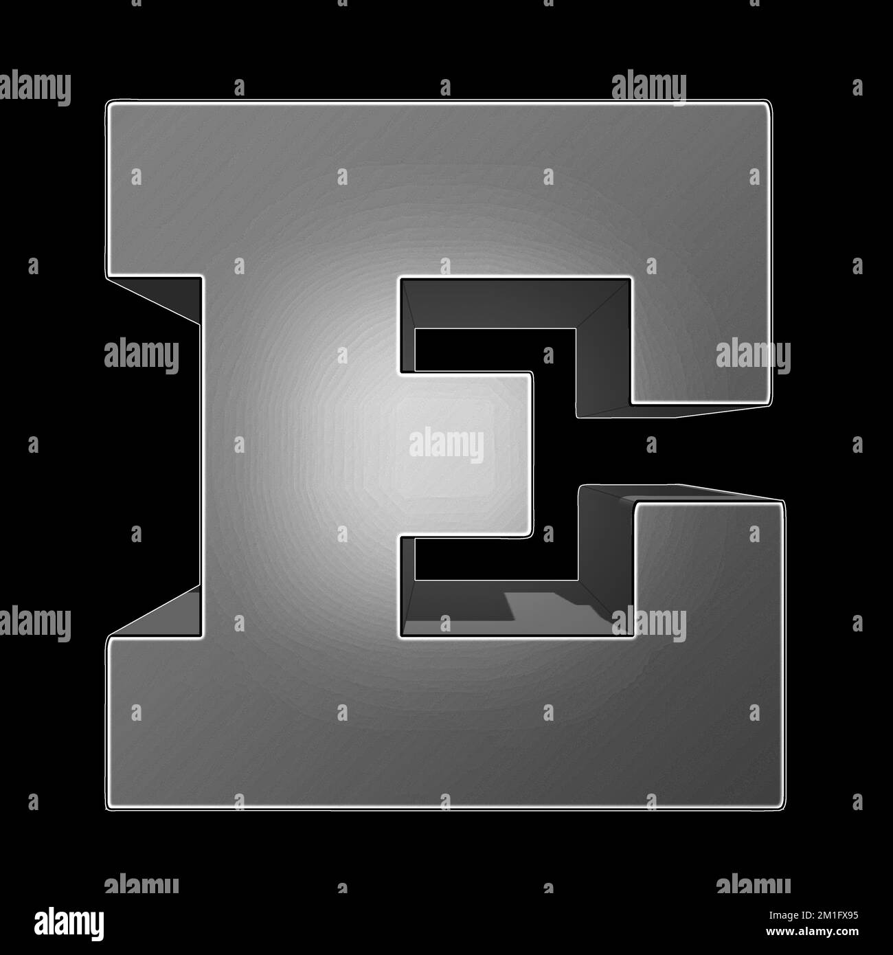 Capital letter E in 3D, brutalist style Stock Photo - Alamy