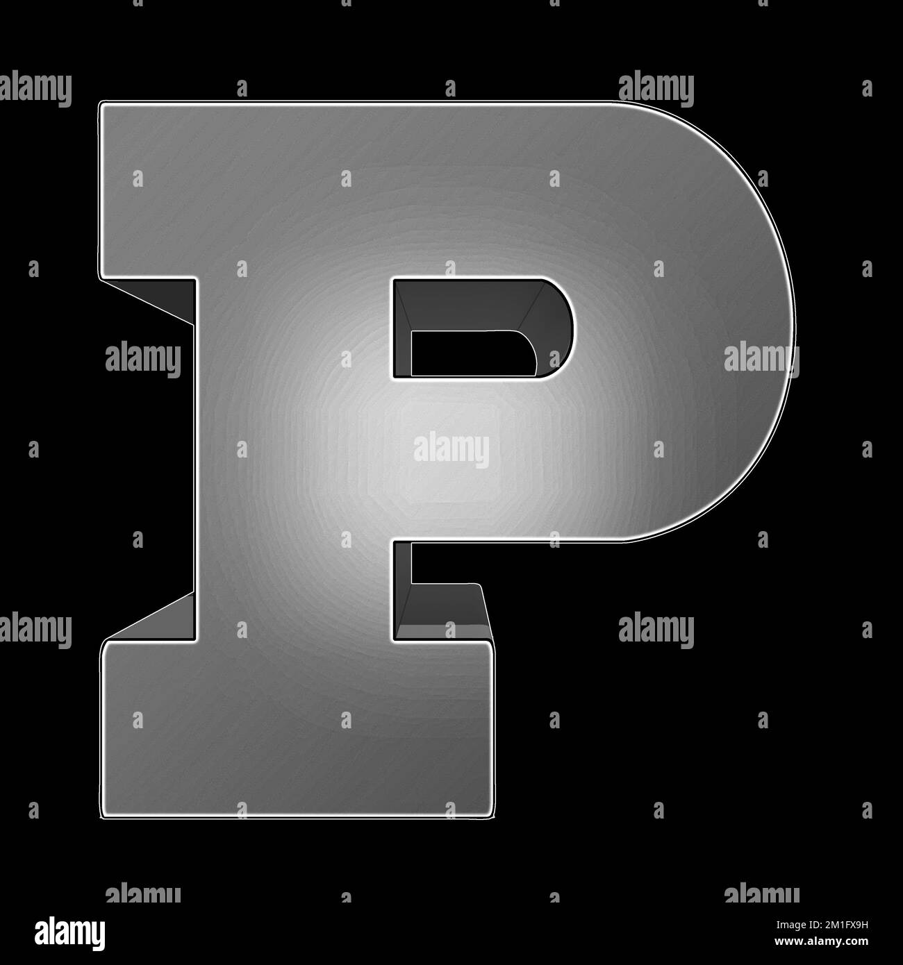 Capital letter P in 3D, brutalist style Stock Photo - Alamy