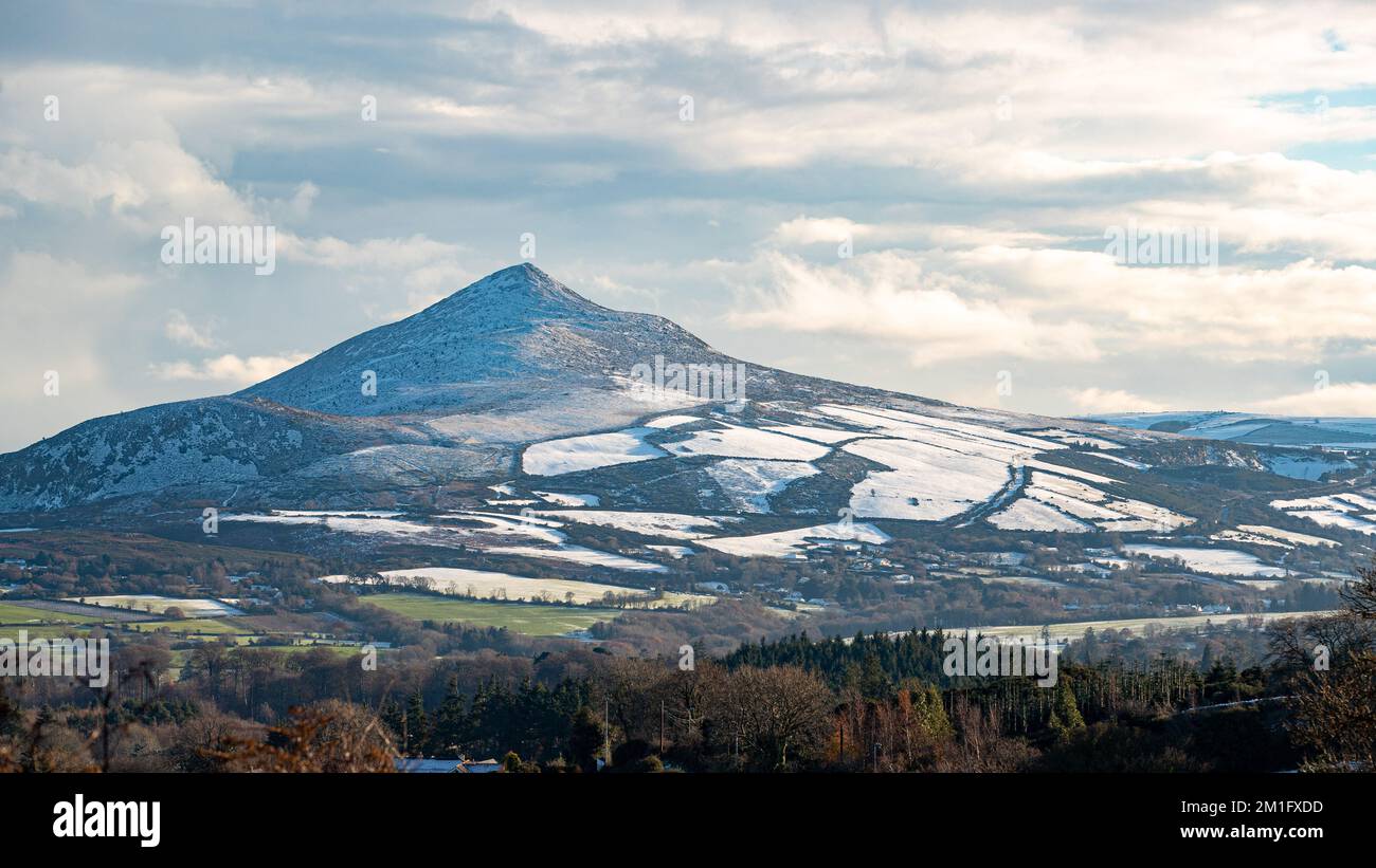 A view of the Sugarloaf mountain in Wicklow, as it remains covered in ...