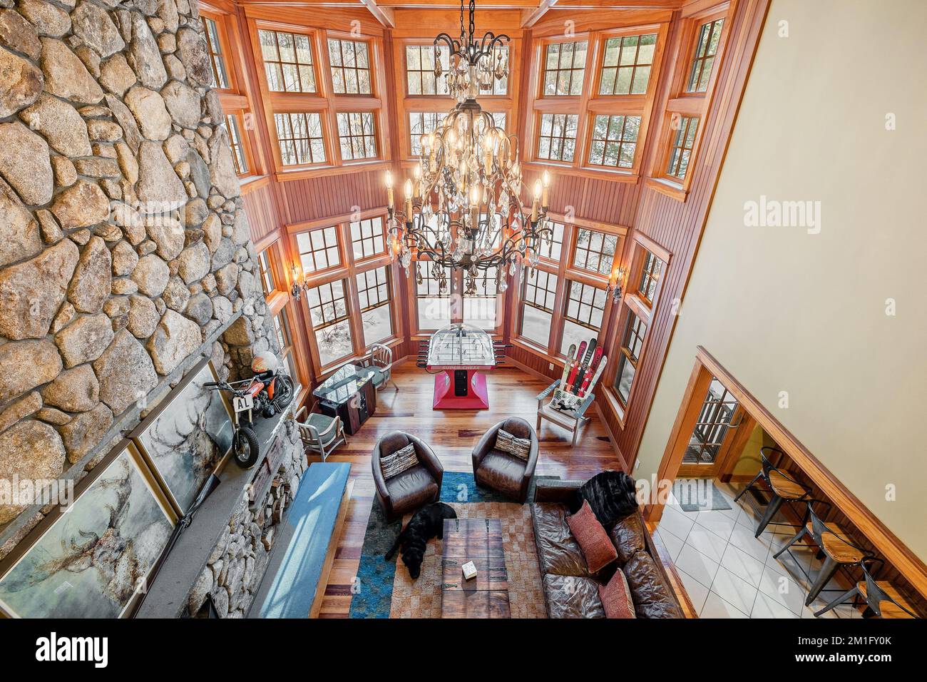 A beautiful contemporary rustic home interior living room design with ...