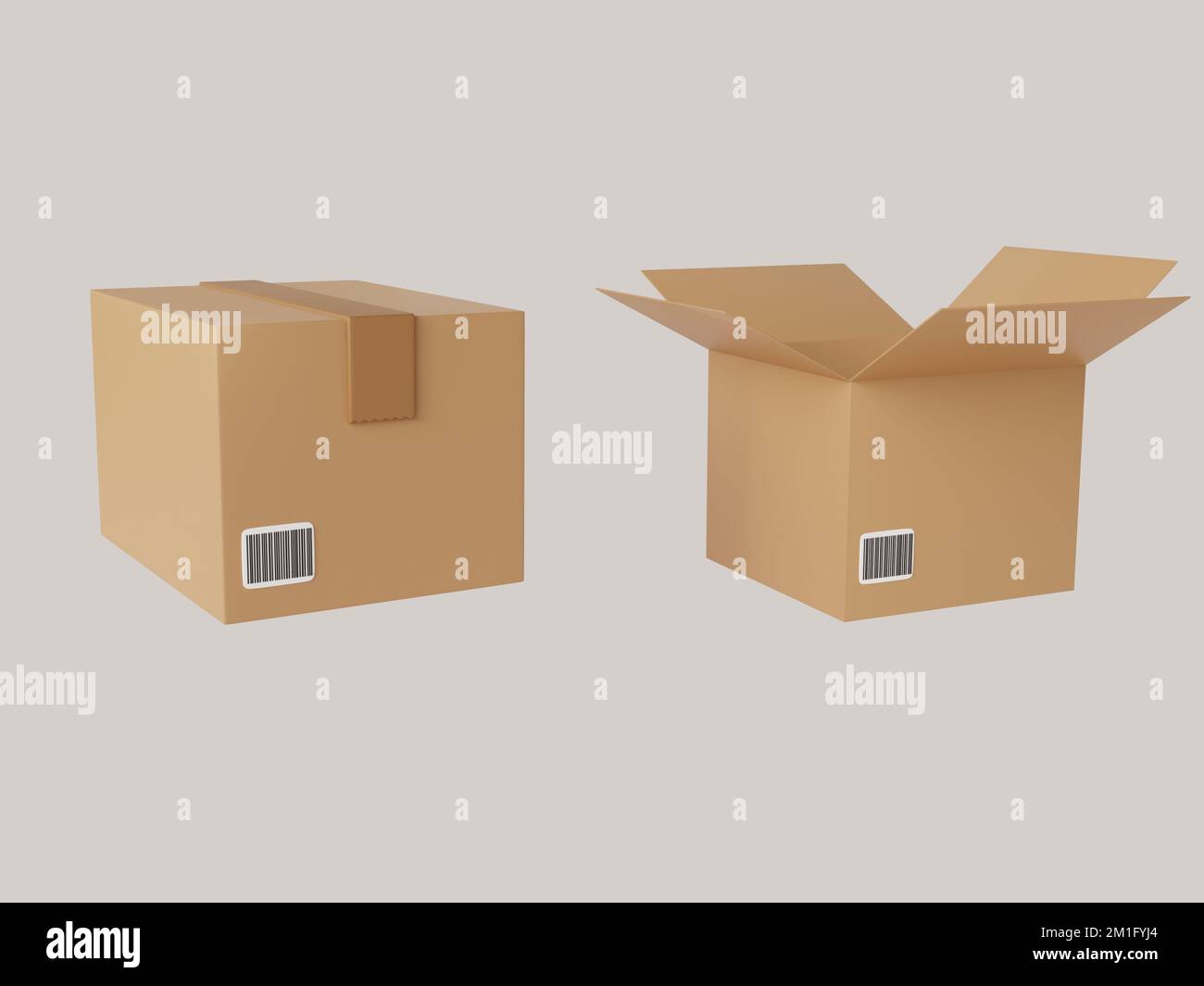 Realistic icon with package open box on white background for package ...