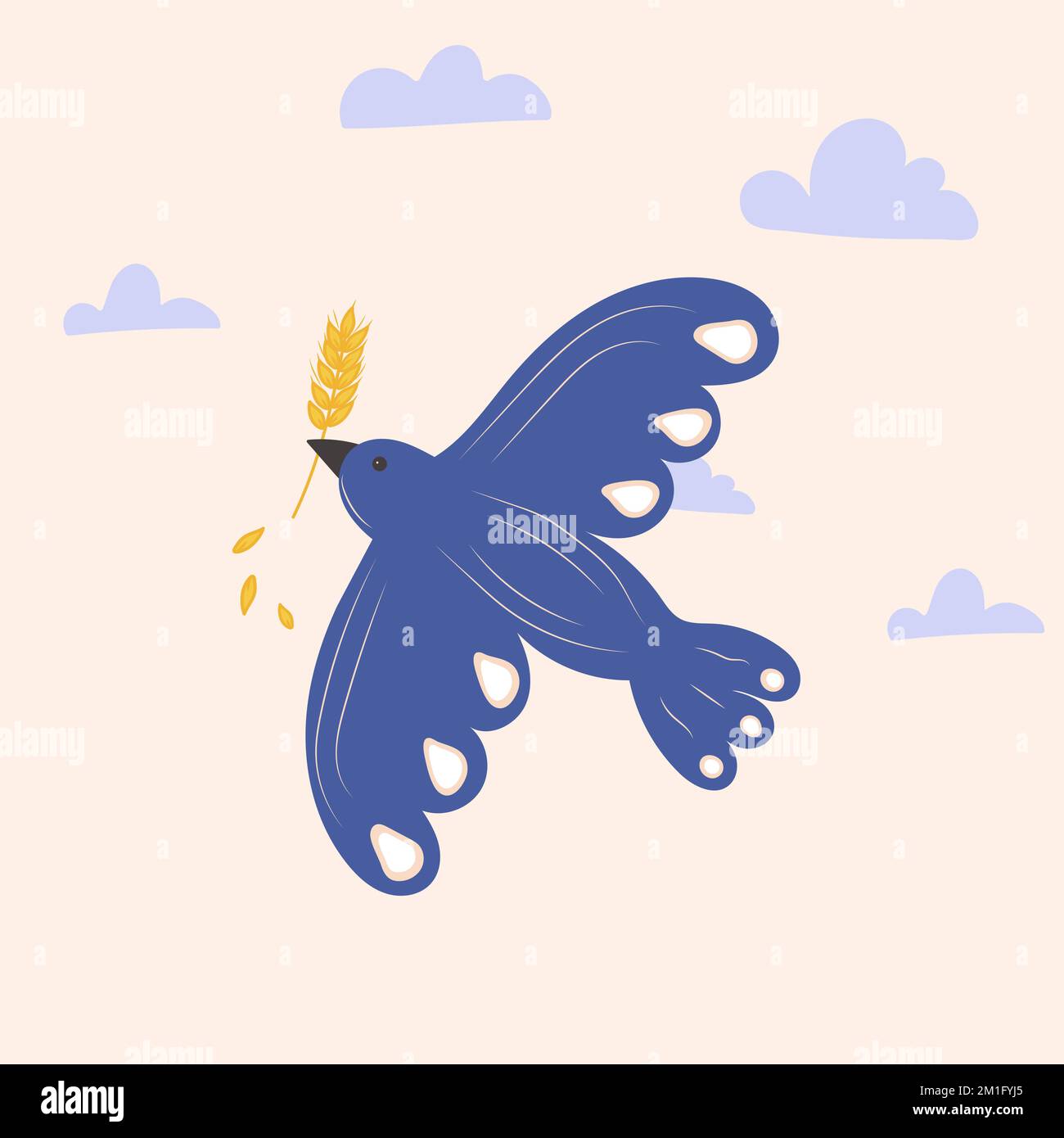 Peace bird with a spikelet of wheat in its beak Stock Photo - Alamy