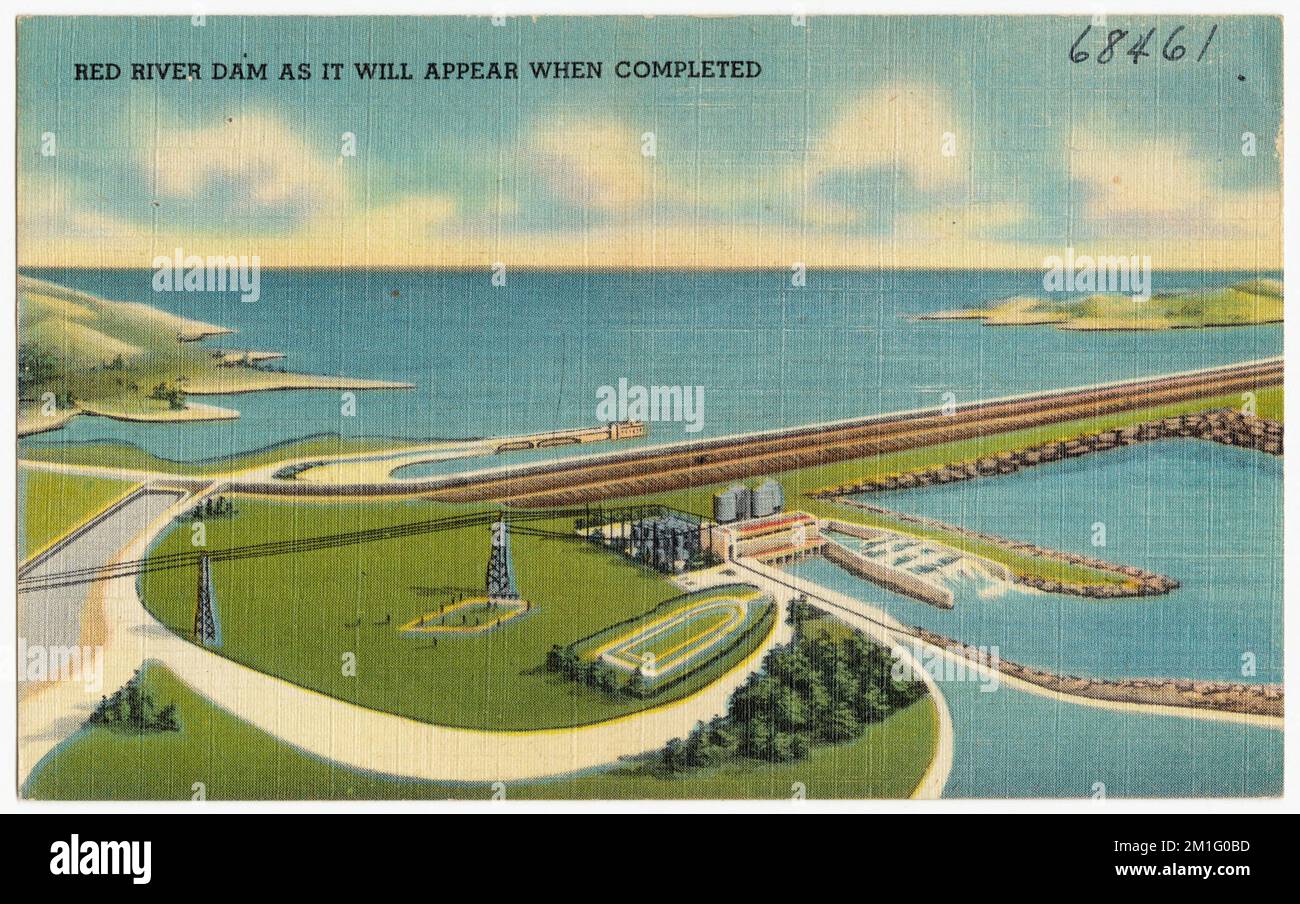 Red River Dam as it will appear when completed , Dams, Tichnor Brothers ...