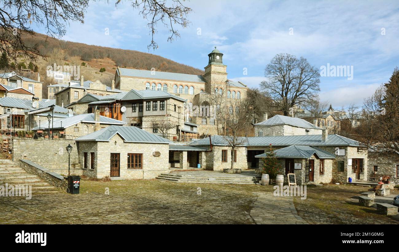 A landscape of a small old town on the hillside Stock Photo - Alamy