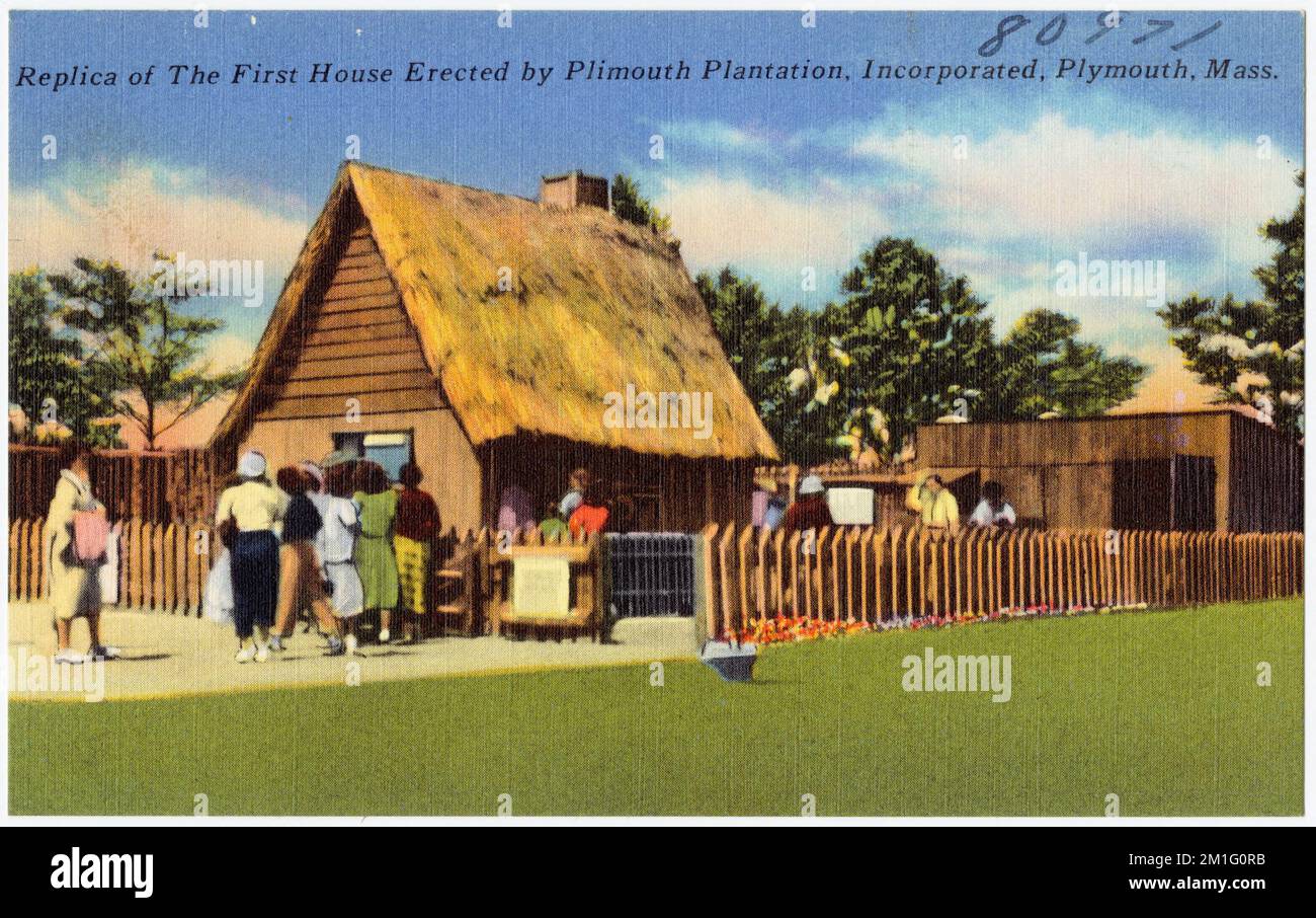 Replica of the first house erected by Plimouth Plantation, Incorporated ...