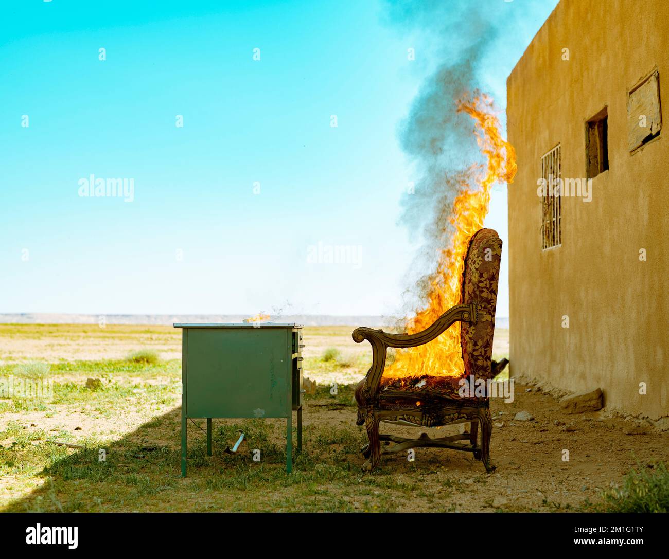 Artistic fire in the desert Stock Photo - Alamy
