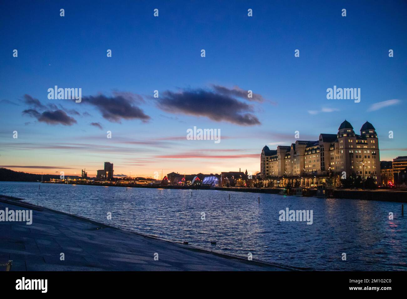 City of Oslo Norway in the Evening with Sunset, Sea, Historical ...