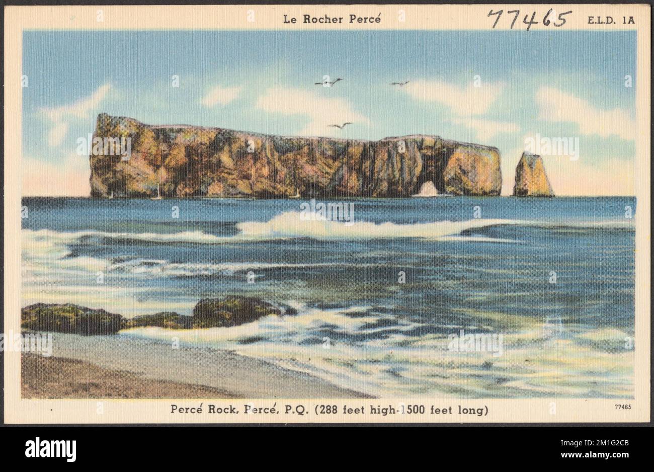 Le Rocher Percé - Percé Rock, Percé, P. Q. (288 feet high - 1500 feet long) , Bays Bodies of ...