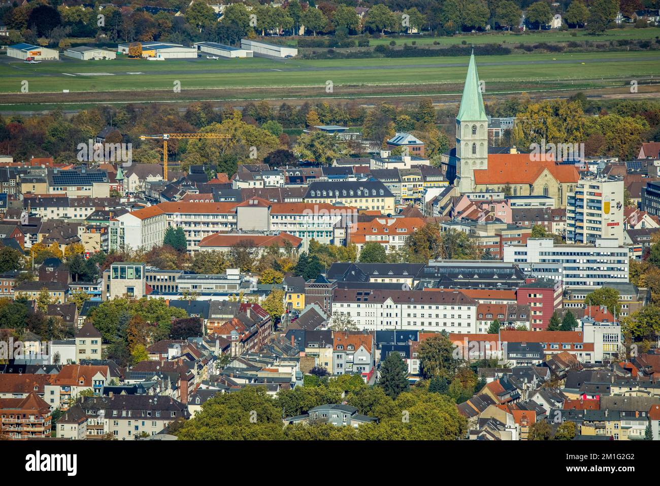 Aerial view, city center with former Isenbeck brewery site, St. Marien ...