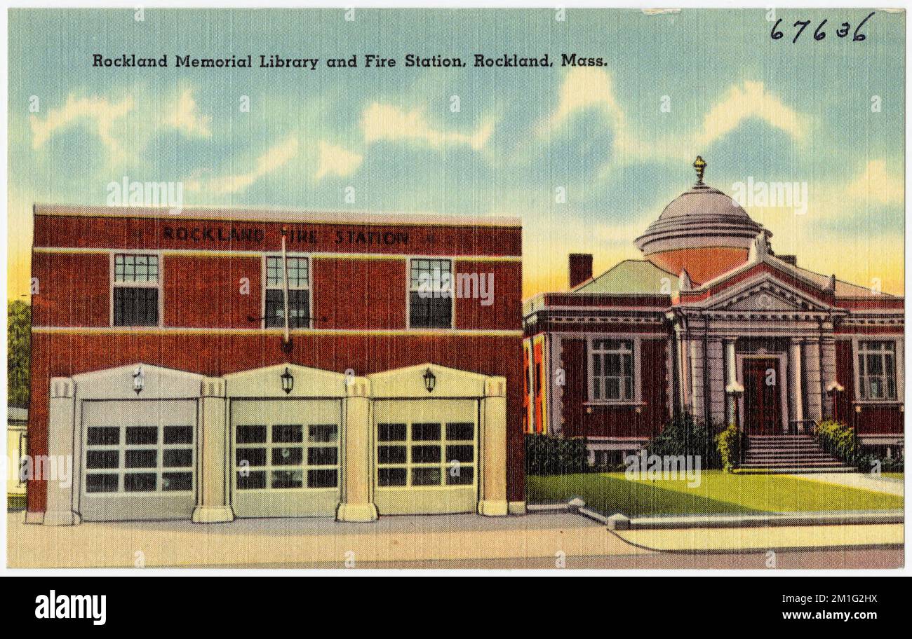 Rockland Memorial Library and Fire Station, Rockland, Mass. , Public ...