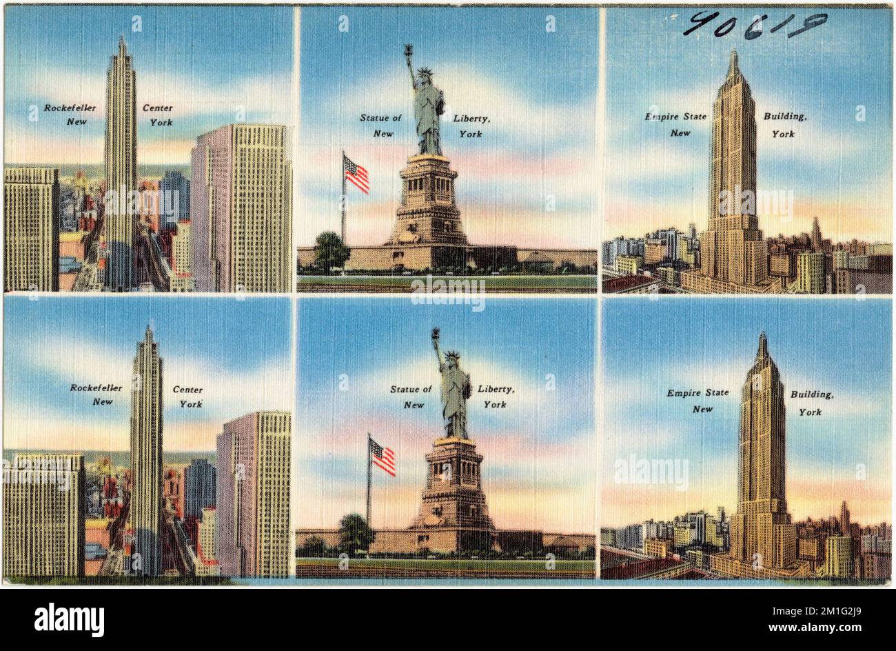 Rockefeller Center, New York. Statue of Liberty, New York. Empire State ...