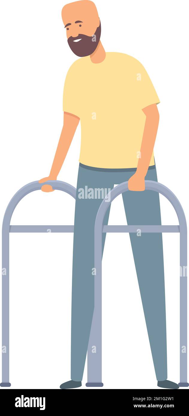 Rehab walker icon cartoon vector. Physical therapist. Patient health ...