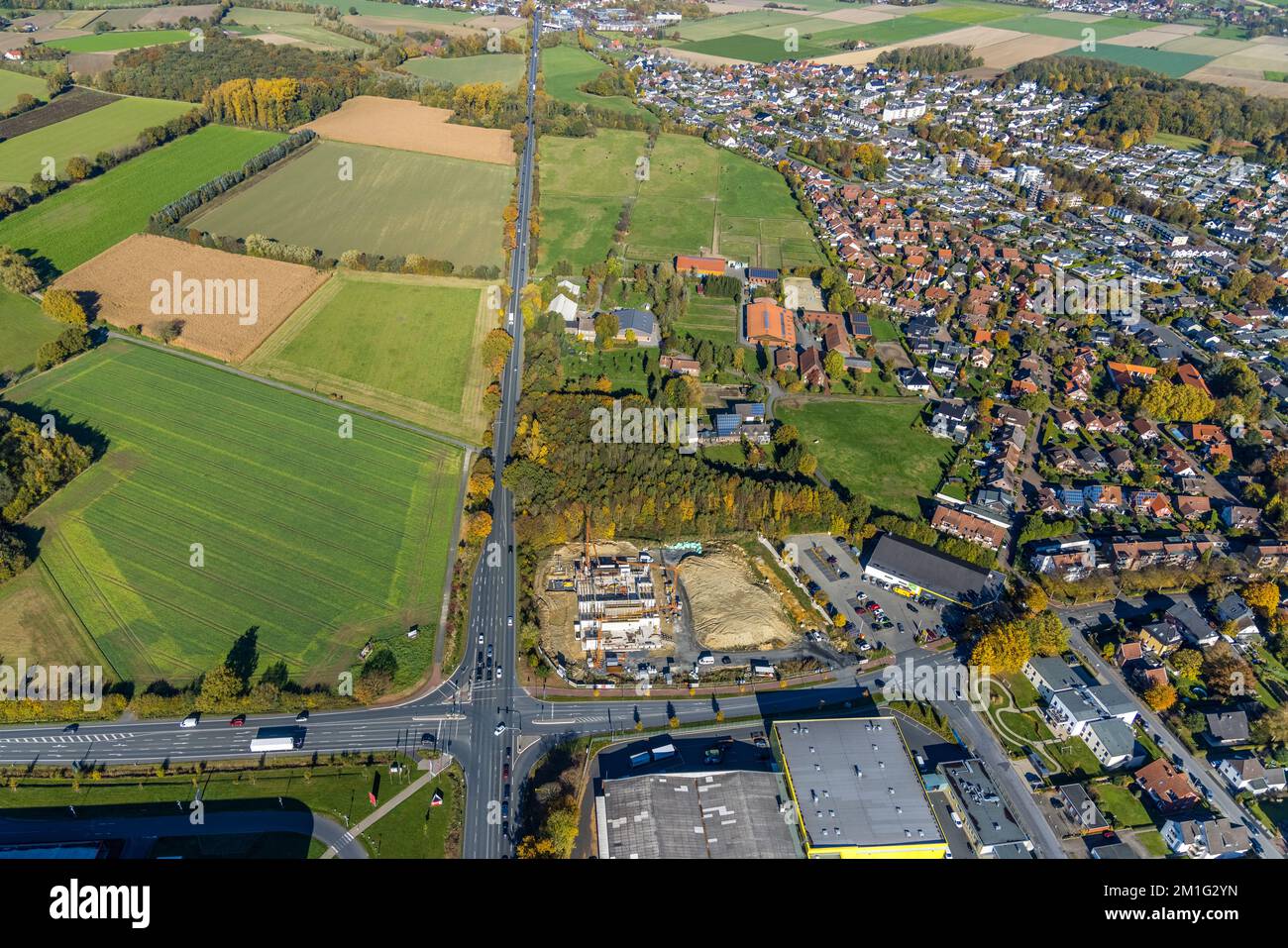 Aerial view, building area and new construction for Mensing Galerie ...